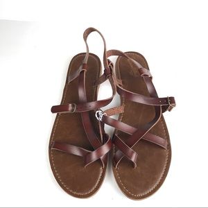 Universal Thread | Shoes | Brown Faux Leather Strappy Toe Wrap Sandal ...